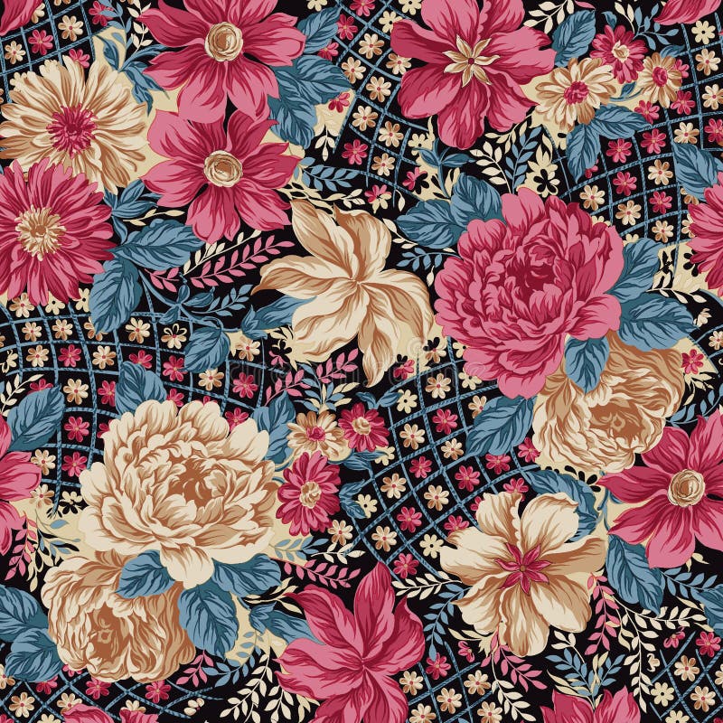 Big Bouquet Shade Rose Flower Pattern with Vintage Soft Color Stock ...