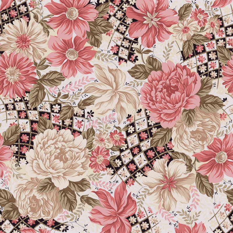 Big Bouquet Shade Rose Flower Pattern with Vintage Soft Color Stock ...