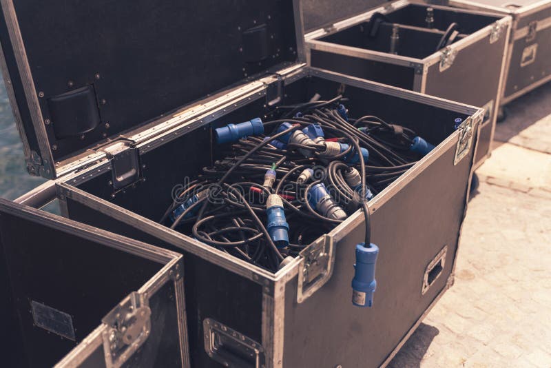 Sound Cables Connected in a Mixing Console at the Soundcheck for an ...