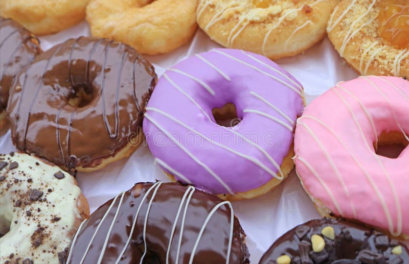 A Big Box of Assorted Doughnuts Stock Photo - Image of delectable ...