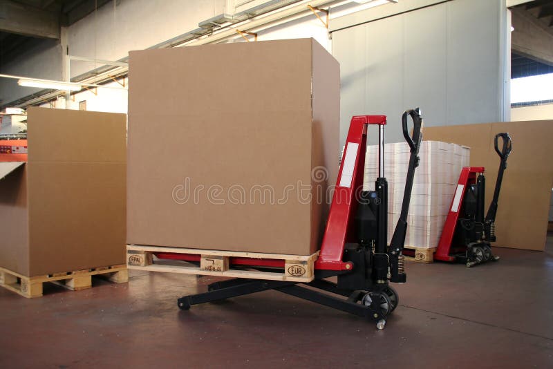 Big boxes on lift stock image. Image of factory, group - 7678675