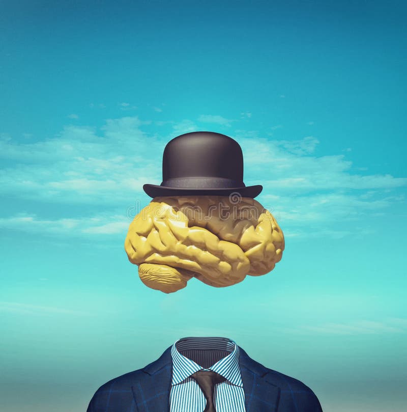 Headless Business Suit with a Brain and a Hat Above. Stock Illustration ...