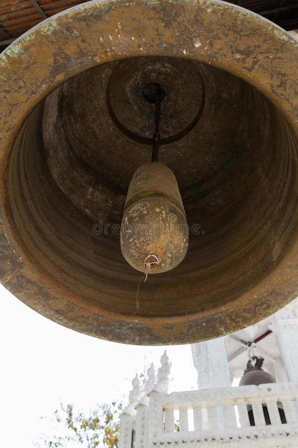 Big Brass Bell in Asian Temple Stock Photo - Image of asian, thailand ...