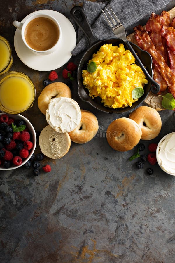 Big Breakfast with Bacon and Scrambled Eggs Stock Photo - Image of ...