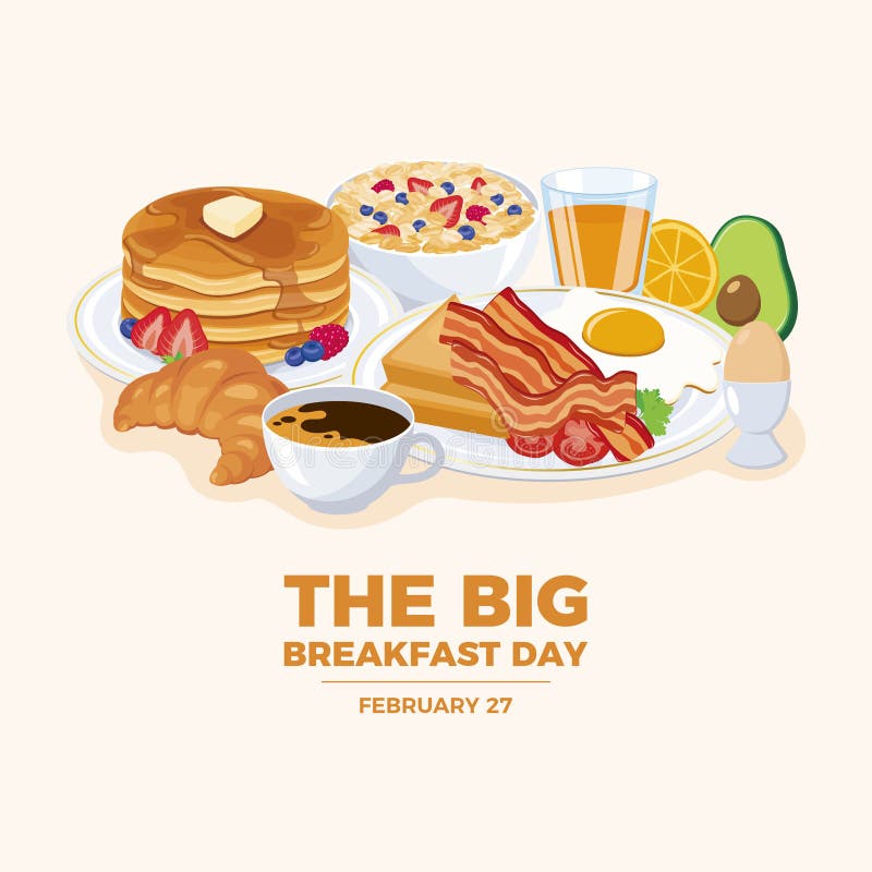 The Big Breakfast Day Vector Stock Vector - Illustration of drink ...