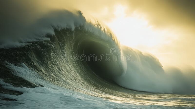 Big Breaking Ocean Wave on a Stormy Weather Stock Illustration ...