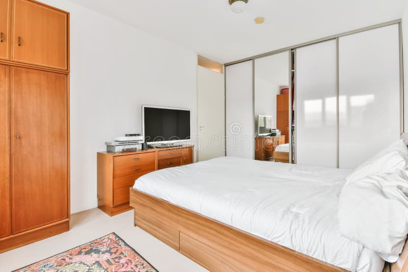 Big bright bedroom stock image. Image of estate, empty - 235622921