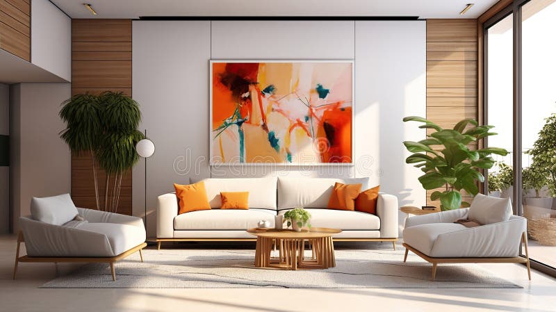 Big and Bright Interior of Modern Living Room. Generative Ai Stock ...