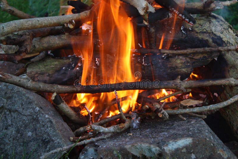 Big Bright Orange Flames in an Open Fire Stock Photo - Image of flames ...