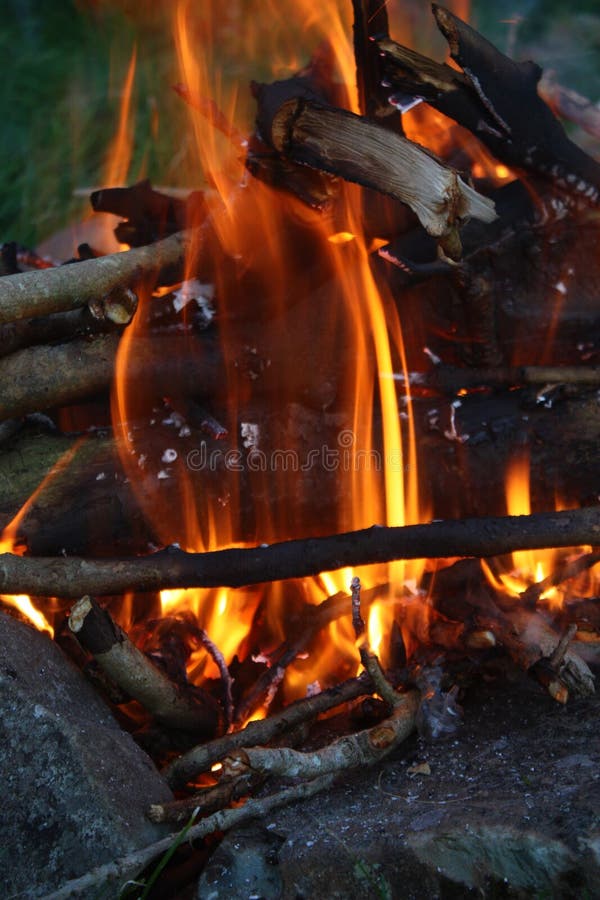 Big Bright Orange Flames in an Open Fire Stock Image - Image of bright ...