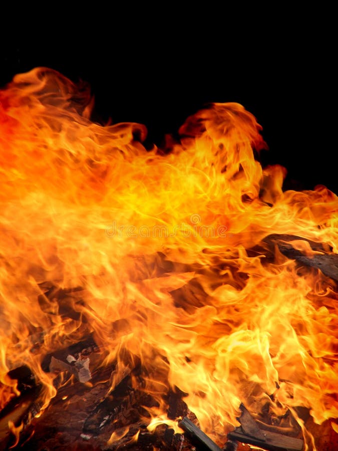 Big Bright Orange Flames in an Open Fire Stock Photo - Image of ...
