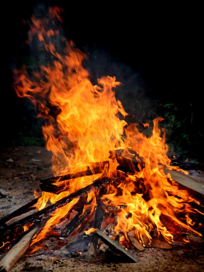 Big Bright Orange Flames in an Open Fire Stock Image - Image of heat ...