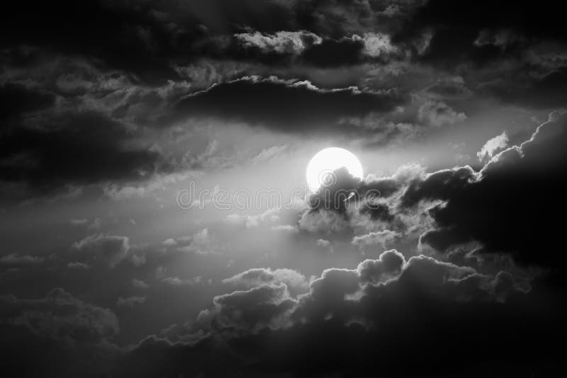 Big Bright Sun Behind Dark Monsoon Clouds Stock Image - Image of energy ...