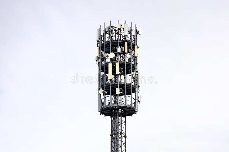 Big Broadcasting Tower with Different Antennas Stock Photo - Image of ...