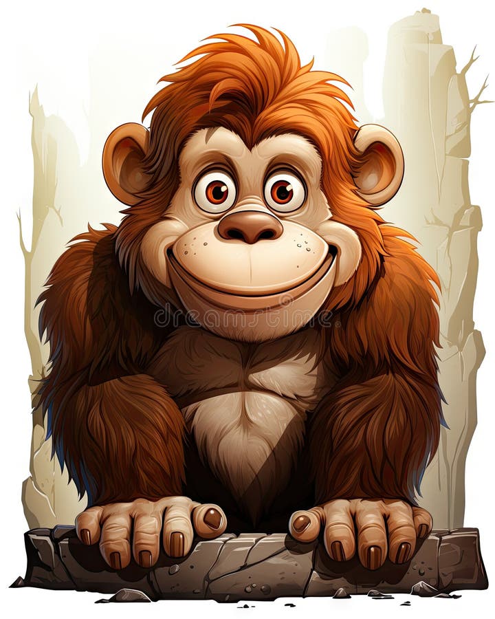 A Big Brown Monkey Sitting on a Tree Branch with a Big Smile on His ...