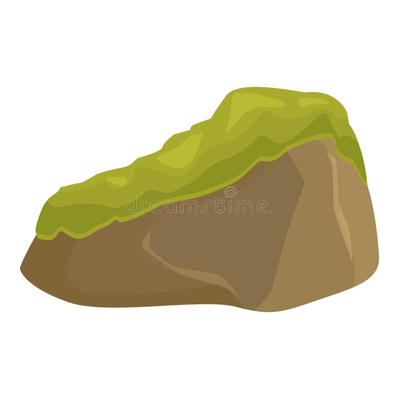 Big Brown Rock Covered with Green Grass Stock Vector - Illustration of ...
