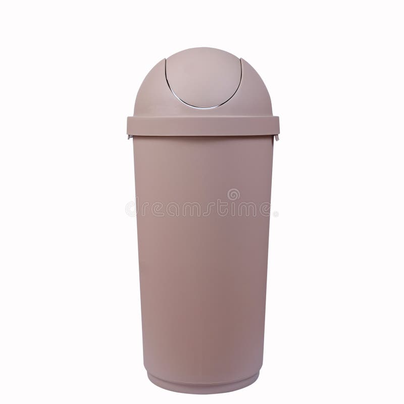 Big Brown Trashcan Or Waste Bin On White Stock Photo - Image of ...