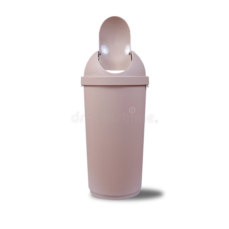 Big Brown Trashcan or Waste Bin on White Stock Photo - Image of ...