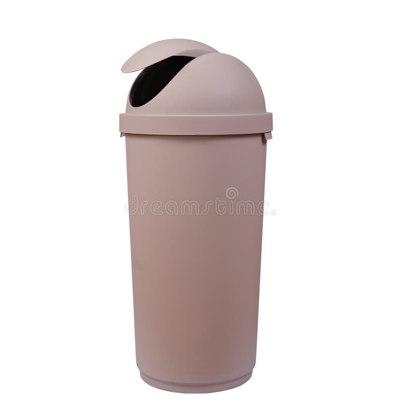 Big Brown Trashcan or Waste Bin on White Stock Photo - Image of ...
