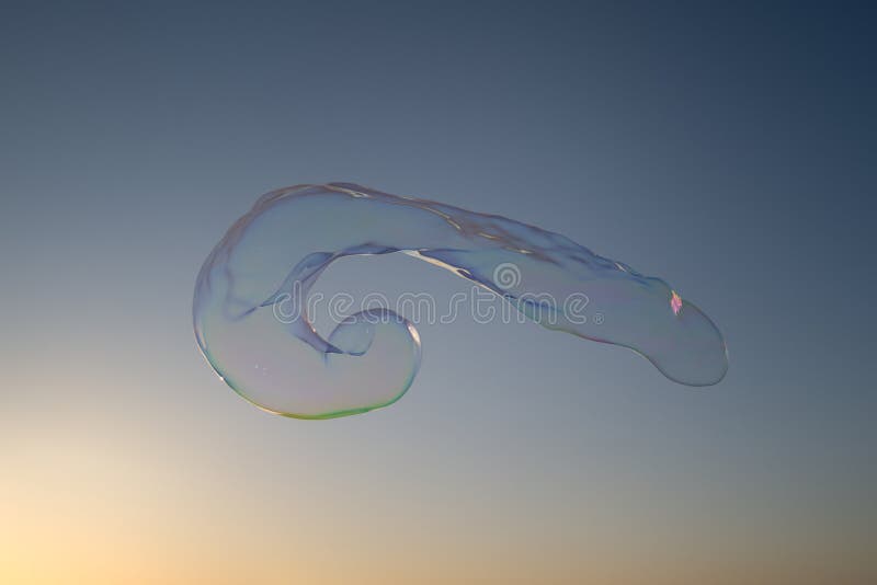 Big Bubble Flying Over Blue Sky. Huge Colorful Soap Bubbles Fly Over ...
