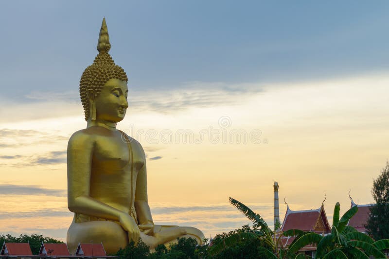 The Big Buddha at Wat Muang Temple, Angthong Stock Image - Image of ...