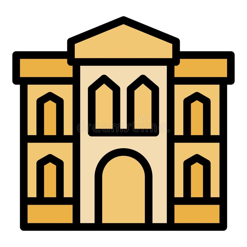 Big Building Facade with Arched Windows and Doors Icon Stock ...