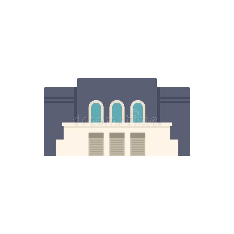 Big Building Facade with Arched Windows Icon Flat Style Stock Vector ...