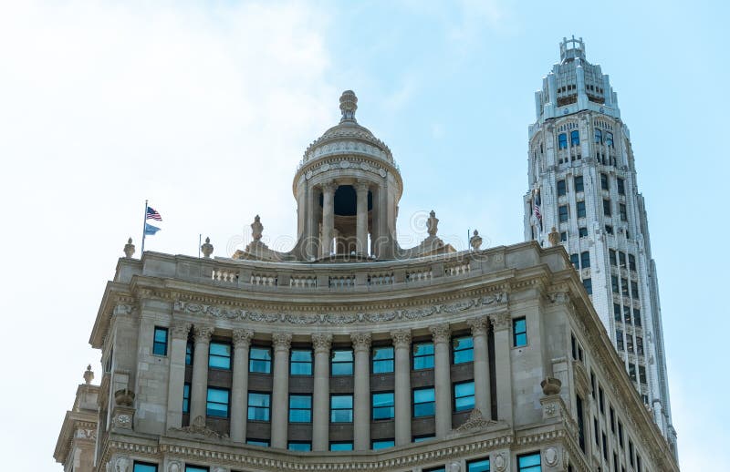 Big Building on a Street of Chicago Downtown Stock Image - Image of ...