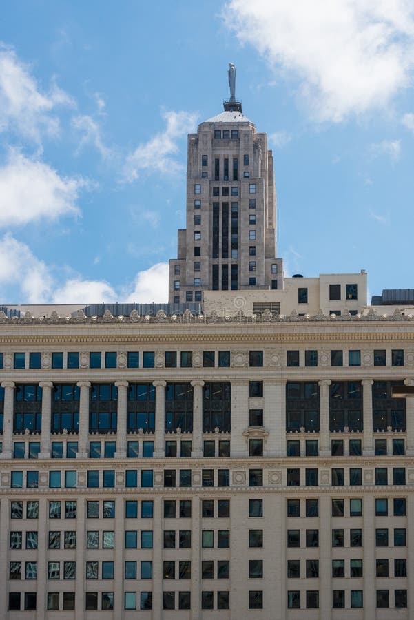 Big Building On A Street Of Chicago Downtown Stock Photo - Image of ...