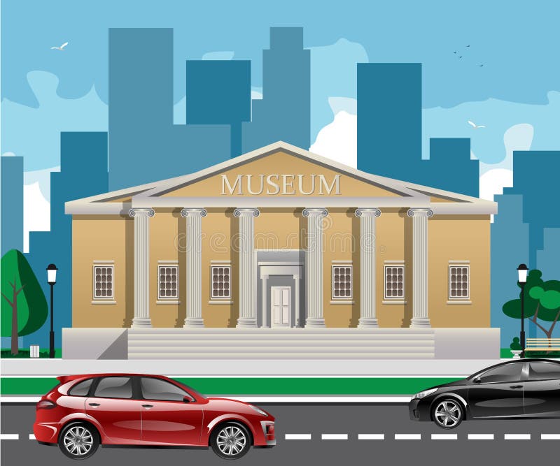 Big Building with White Columns Isolated Illustration. Stock Vector ...