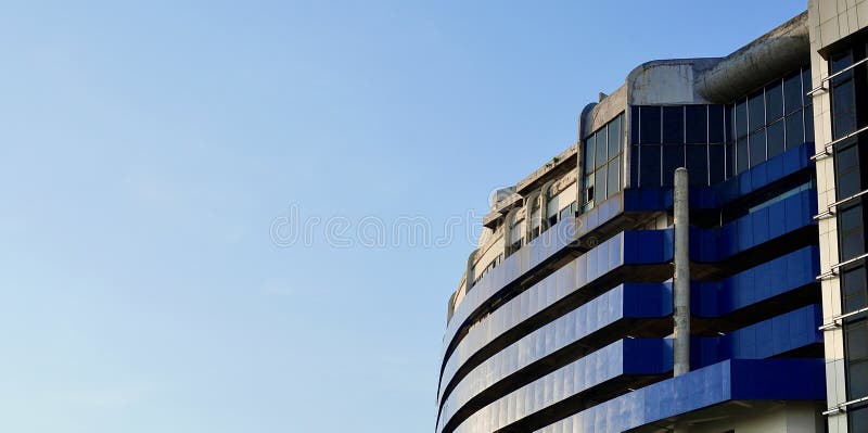 Big Building on Wide Blue Sky Background Stock Image - Image of bright ...