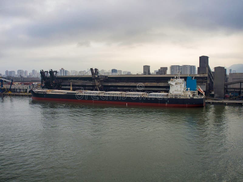 Big Bulk Carrier in Santos Port Sout America Stock Photo - Image of ...
