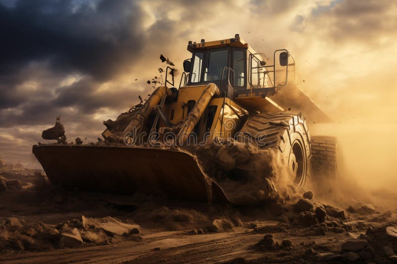 Big Bulldozer Leveling a Rough Patch of Ground for a Construction ...