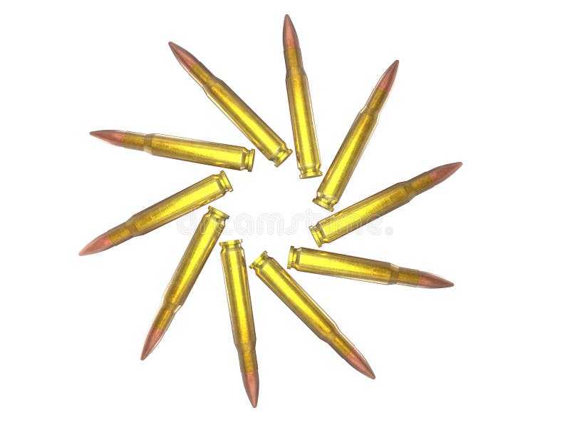 Big bullets in a circle stock illustration. Illustration of danger ...