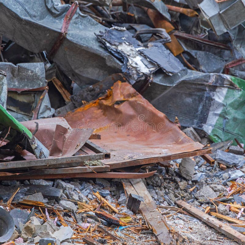 Demolition Debris Structure Stock Image - Image of factory, demolition ...