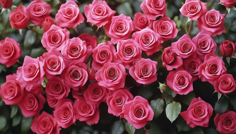 Big Bunch of Pink Roses Full Fill Background Stock Illustration ...