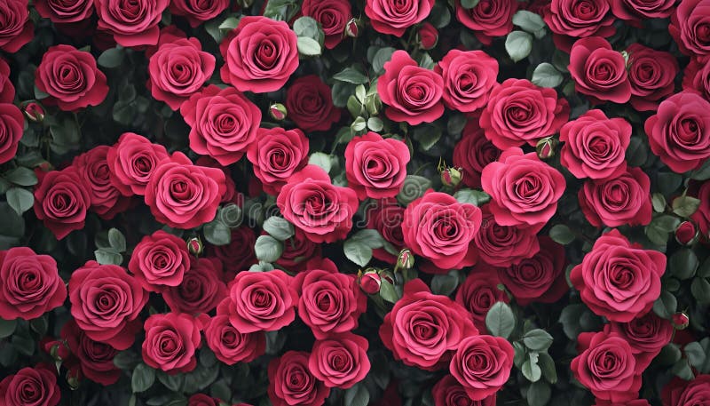 Big Bunch of Pink Roses Full Fill Background Stock Illustration ...