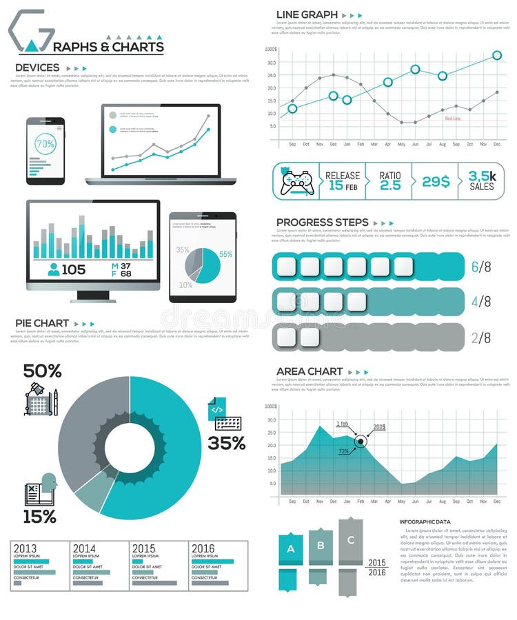 Big Bundle of Diagram, Chart, Graph and Workflow Elements Stock Vector ...