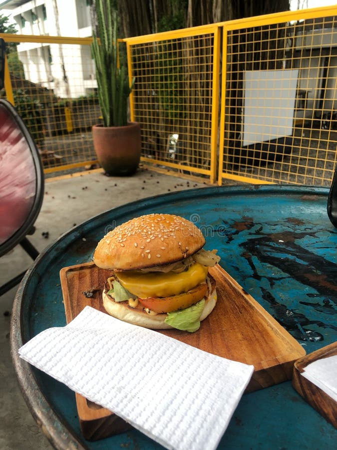 Big burger stock photo. Image of cafe, burger, served - 260019872
