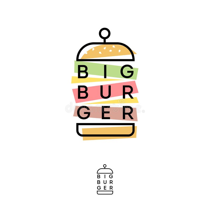 Big Burger Logo. Burger Restaurant Emblem Like Applique. Linear Flat ...