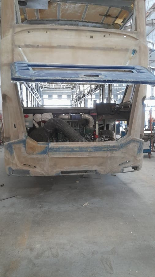 Big Bus Frame Body Installation Process Stock Image - Image of ...