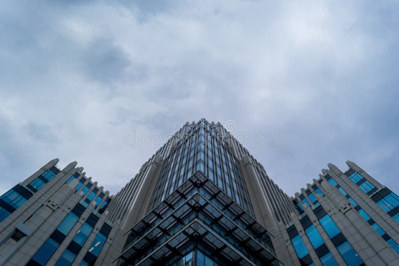Big Business Building in the Grey Sky Stock Image - Image of cityscape ...
