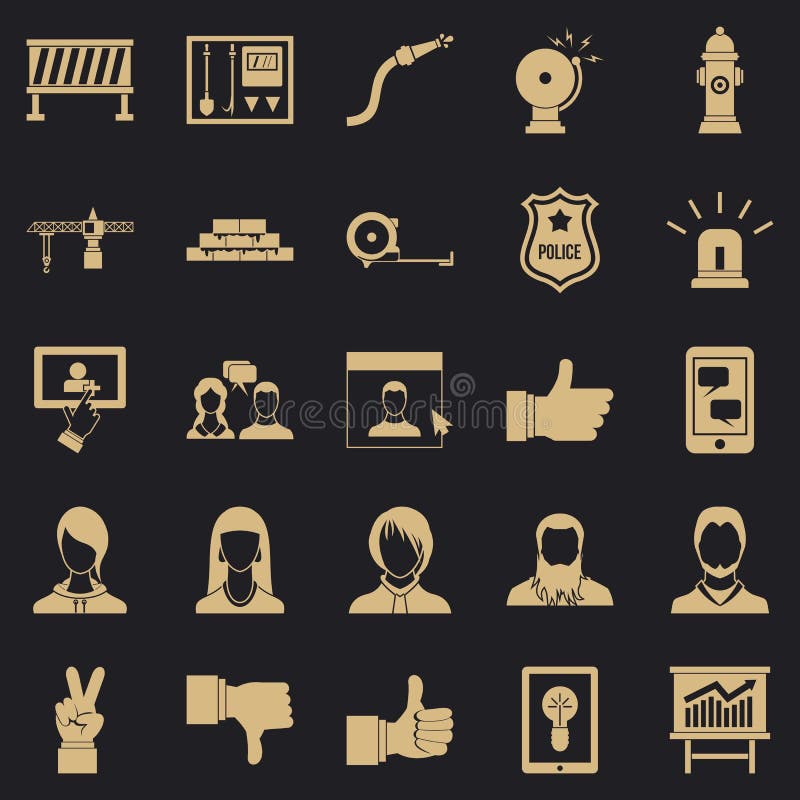 Big Business Icons Set, Simple Style Stock Vector - Illustration of ...