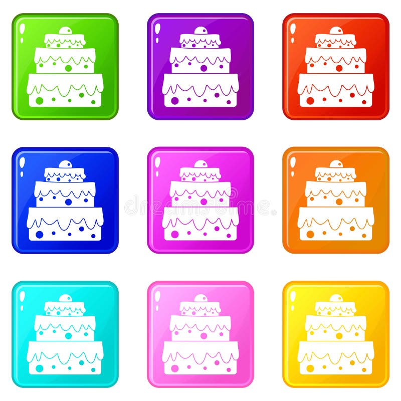 Big cake icons 9 set stock vector. Illustration of bake - 96155184