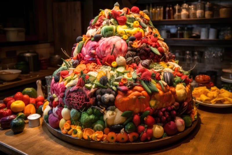 A Big Cake Made of Colorful Vegetables Created with Generative AI ...