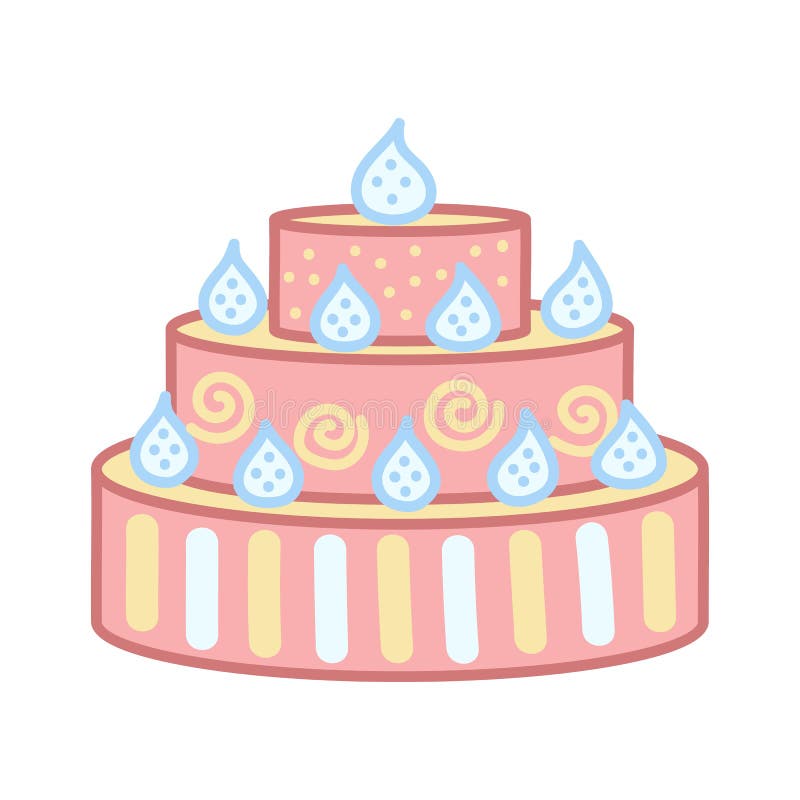 Big Cake with Pink Icing. Cartoon Style Stock Vector - Illustration of ...