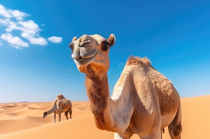 Big Camel in the Desert. Hot Sunny Day. Generative AI Stock ...