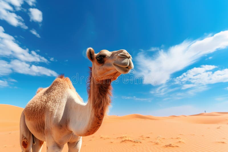 Big Camel in the Desert. Hot Sunny Day. Generative AI Stock ...