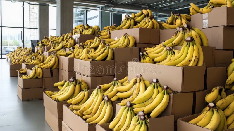 Big Cardboard Boxes with Many Bananas in Warehouse Stock Video - Video ...