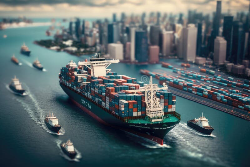 Big Cargo Container Ship in the Modern Megapolis. Generative AI Stock ... Big Cargo Container Ship in the Modern Megapolis. Generative AI Stock ...